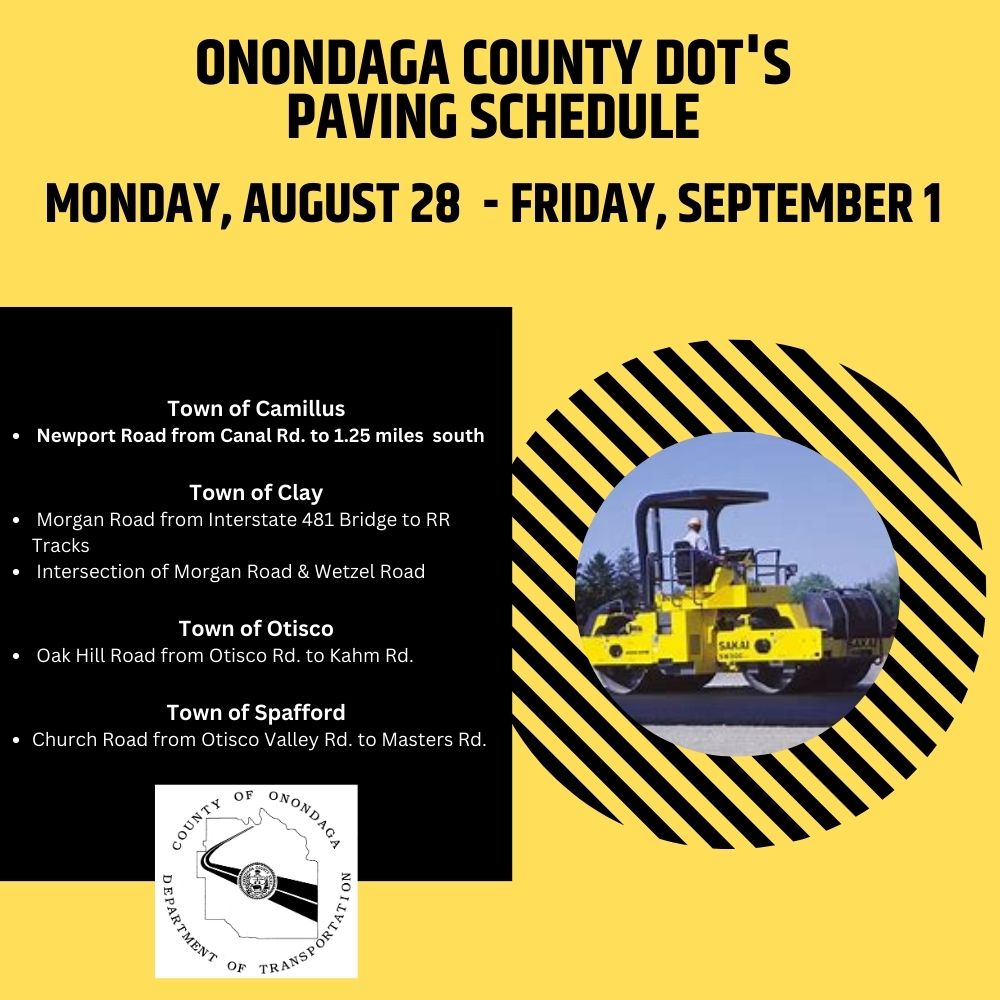 Paving Schedule for Monday, August 28 - Friday, September 1, 2023 ...